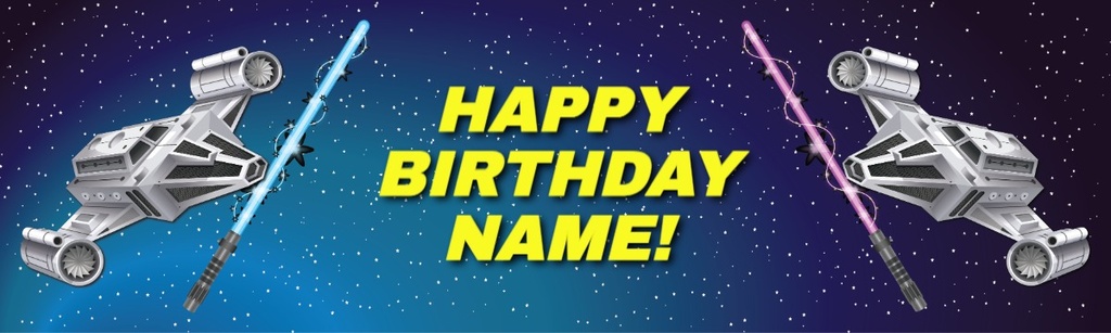Happy Birthday Banner - Space Lightsaber | Cool Hippo